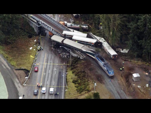 Aerial footage | Aftermath of deadly Amtrak derailment near Seattle ...