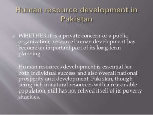 Human resource development in Pakistan - Global Village Space