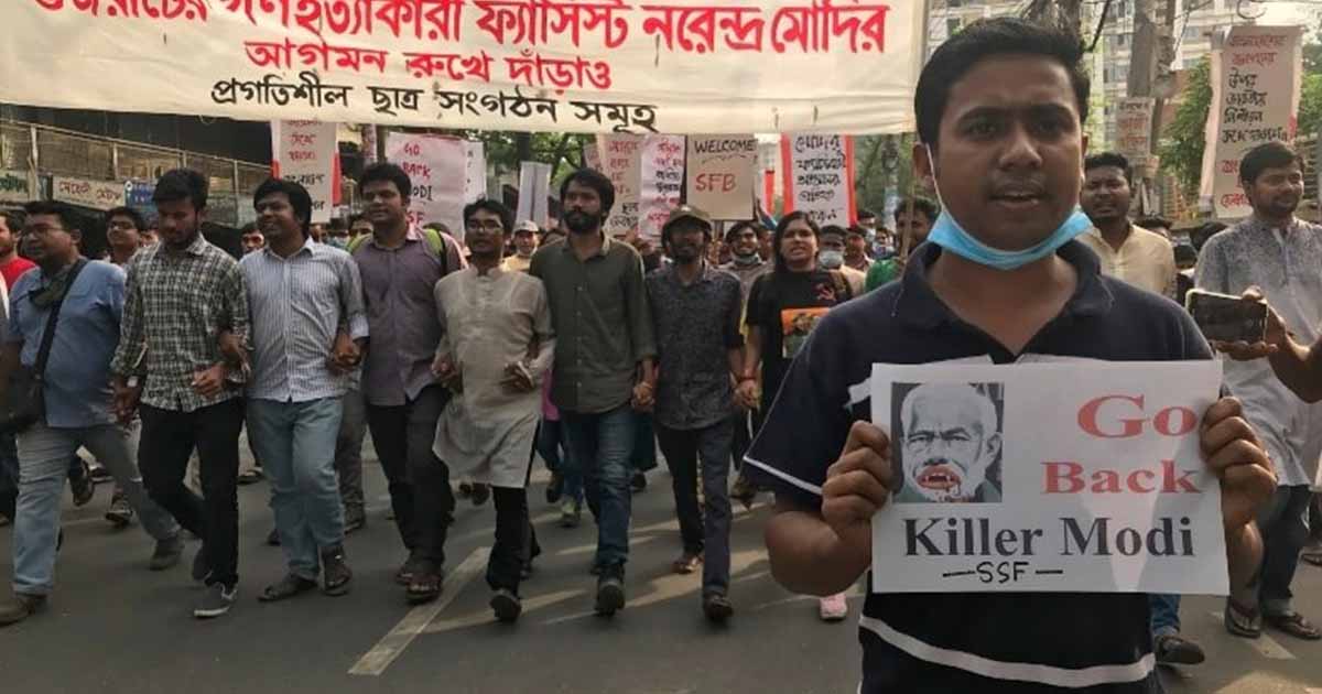 Day before his visit, Dhaka echoes with “Go Back Modi” slogans